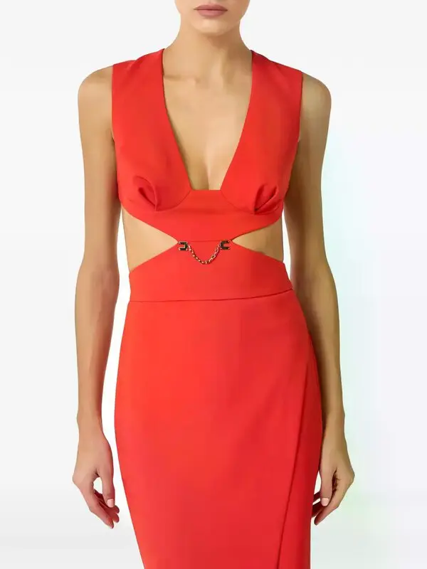 Elisabetta Franchi Cut-outs Chain-detail Maxi Dress - Red