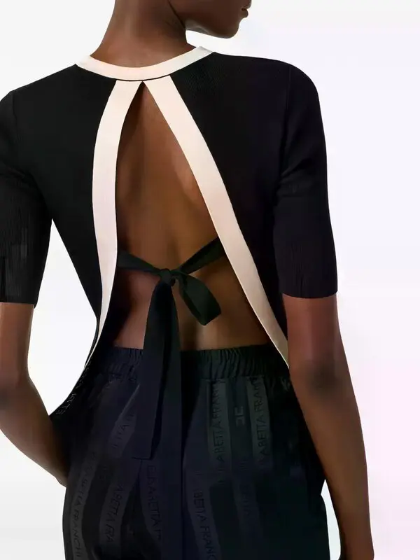 Elisabetta Franchi Knit Top With Viscose Bands And Open Back