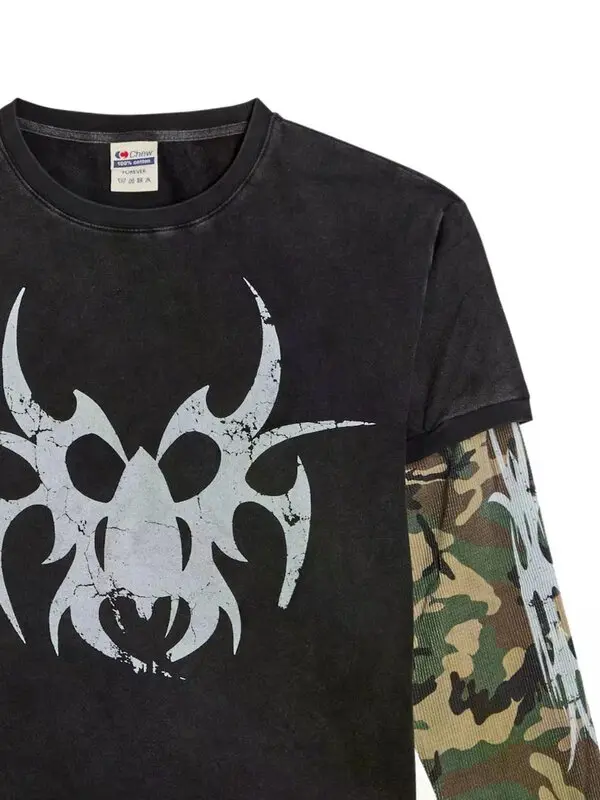 CHEW FOREVER Graphic Camouflage-sleeve T-shirt