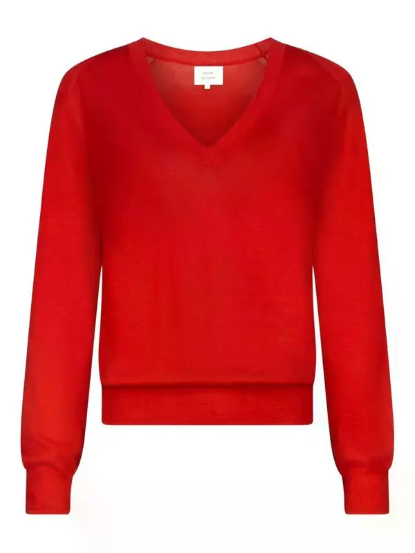 Loulou De Saison Julio V-neck Ribbed Sweater - Red