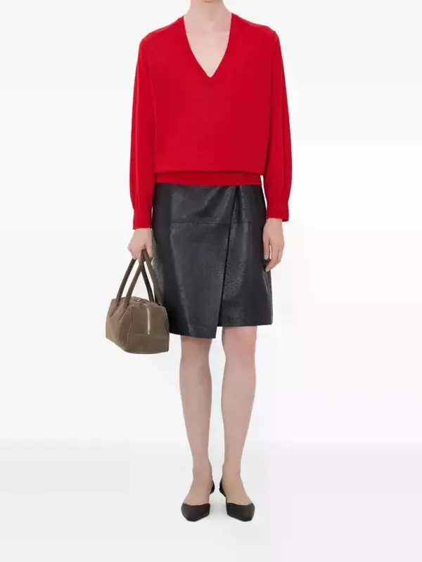 Loulou De Saison Julio V-neck Ribbed Sweater - Red