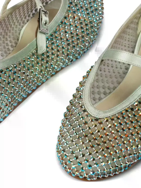 LE SILLA Gilda Crystal-embellished Ballerina Shoes - Green