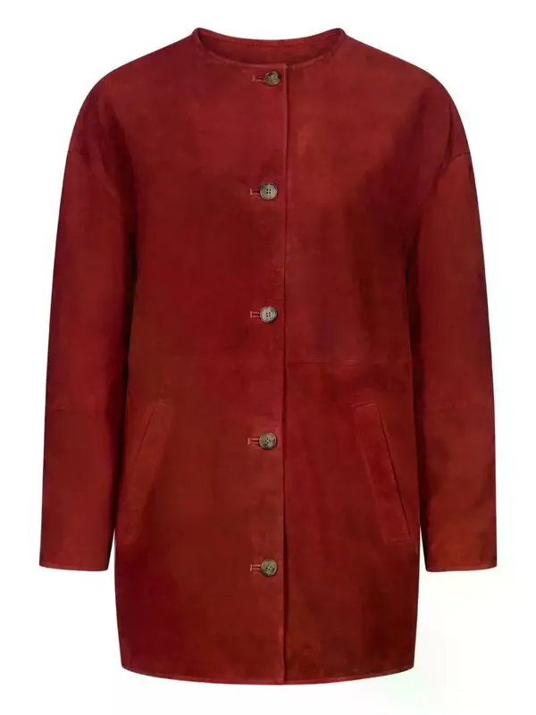 Loulou De Saison Single-breasted Suede Coat - Red