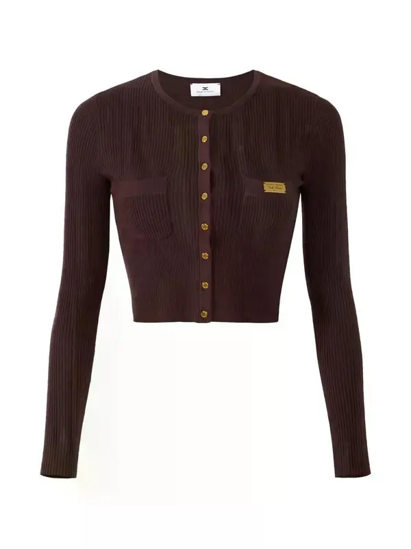 Elisabetta Franchi Micro-braided Knit Cardigan - Brown
