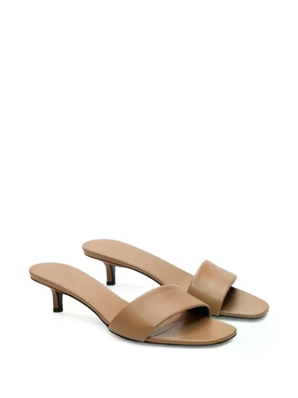 Loulou De Saison Andy Thick Strap Kitten Heel Mules - Neutrals