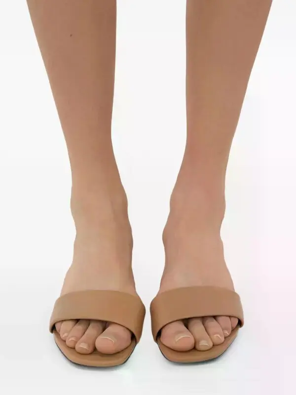 Loulou De Saison Andy Thick Strap Kitten Heel Mules - Neutrals