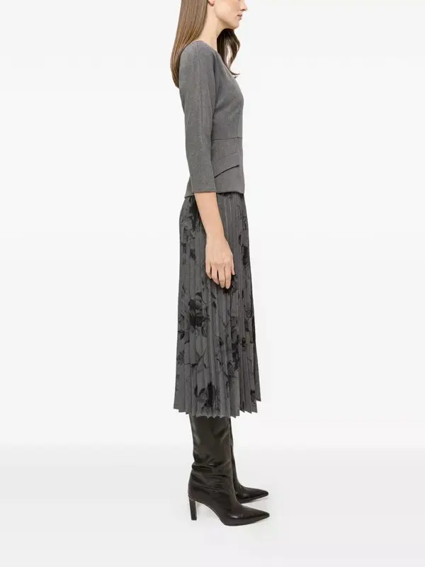 NISSA Pleated Floral Midi Dress
