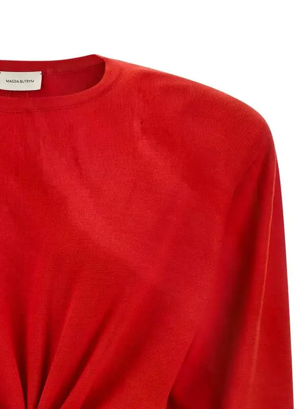 Magda Butrym Wool Knitwear With Knot Detailing - Red