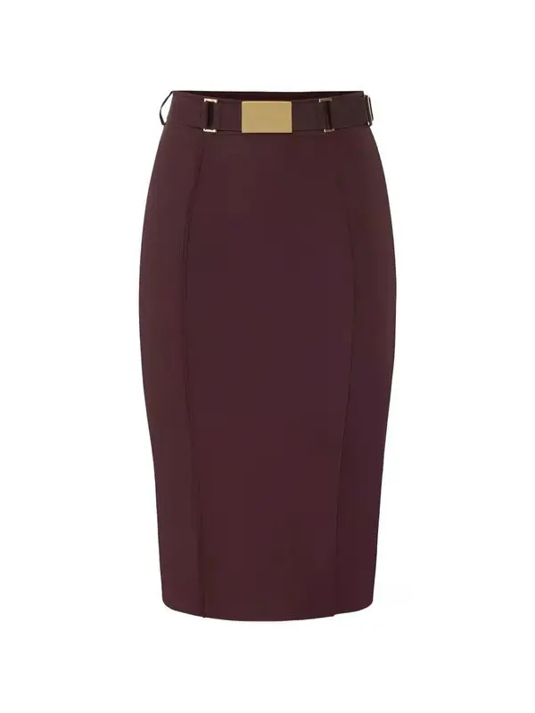 Elisabetta Franchi Midi Pencil Skirt With Belt - Brown