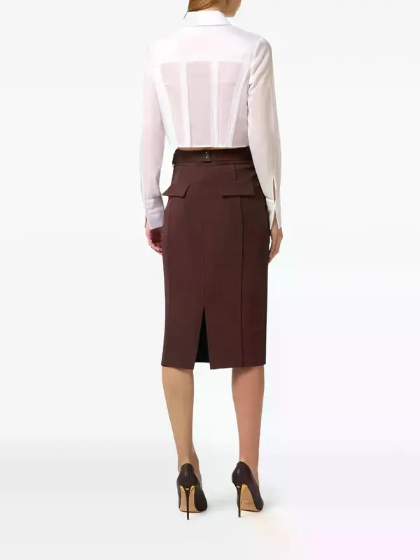 Elisabetta Franchi Midi Pencil Skirt With Belt - Brown
