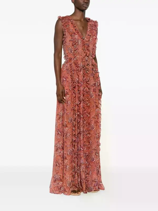 Ulla Johnson Aida Ruffled Floral Gown - Brown