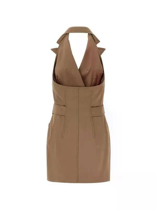 Elisabetta Franchi Double-breasted Mini Dress With Belt - Brown