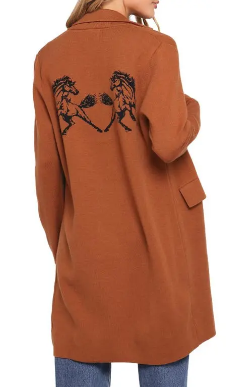 PETAL & PUP Intarsia Chester Horses Longline Coatigan