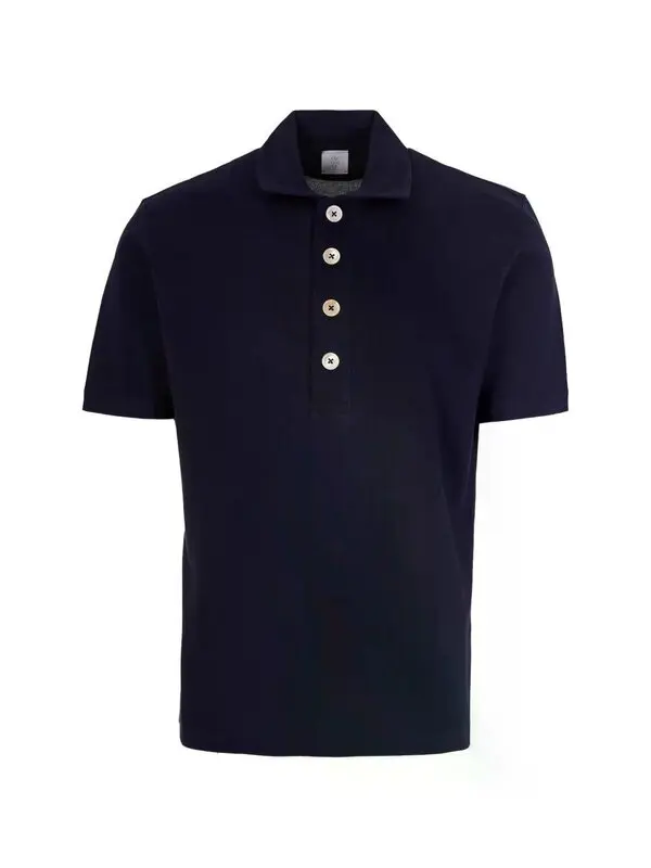 Eleventy Buttoned Short-sleeve Polo Shirt - Blue
