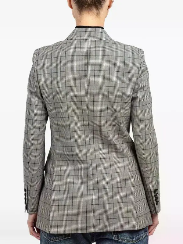 NILI LOTAN Plaid Double-breasted Blazer