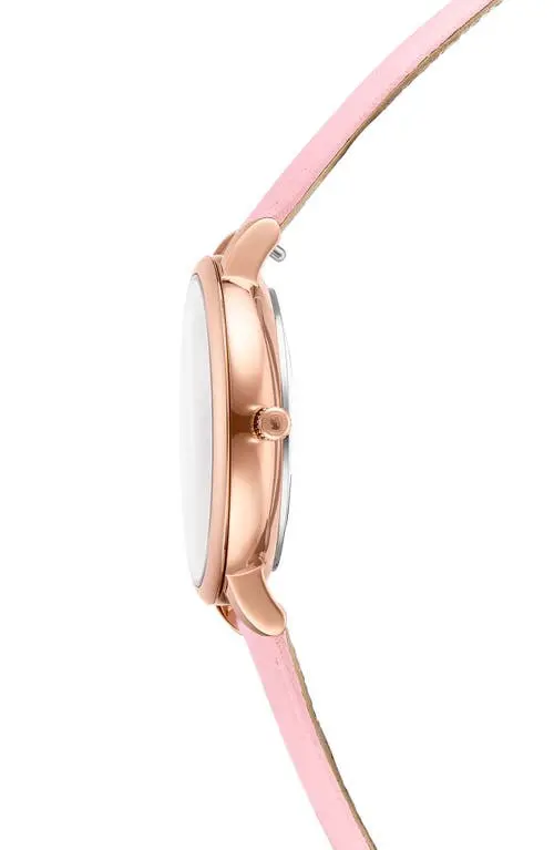 SWAROVSKI Crystal Teddy Leather Strap Watch - White/pink
