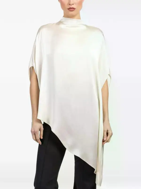 Lapointe Asymmetric-hem Cape Blouse - Neutrals