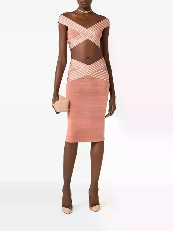 Elisabetta Franchi Striped Midi Skirt
