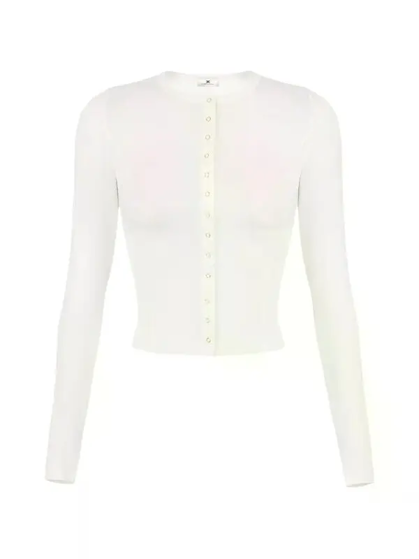 Elisabetta Franchi Embroidered Logo Cardigan - White