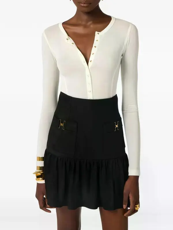 Elisabetta Franchi Embroidered Logo Cardigan - White