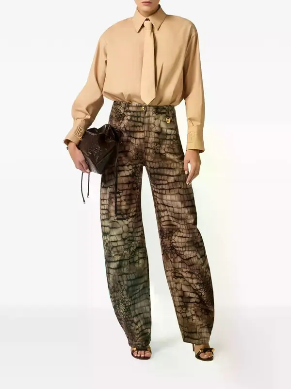 Elisabetta Franchi Cotton Shirt With Tie Detail - Neutrals