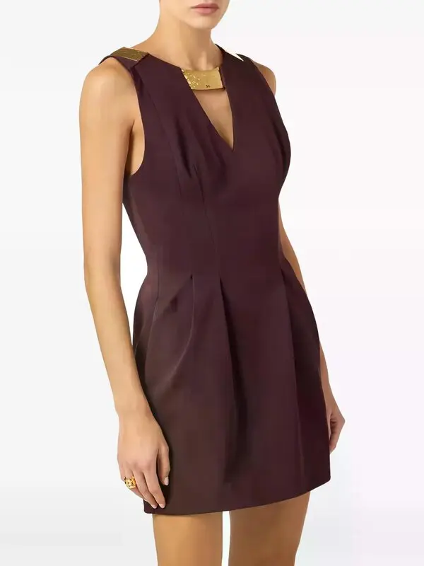 Elisabetta Franchi Mini Dress In Gabardine With Hammered Metal Detail