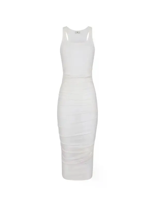 Elisabetta Franchi Embroidered Draping Midi Dress - Neutrals