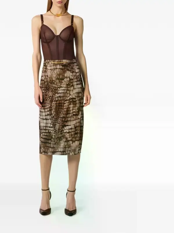 Elisabetta Franchi Alligator-patterned Midi Skirt