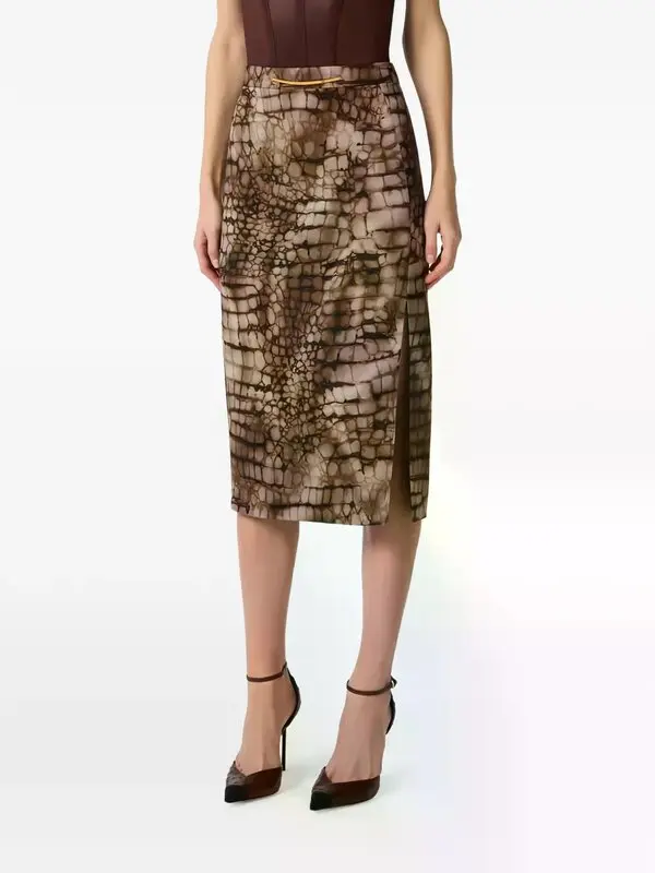 Elisabetta Franchi Alligator-patterned Midi Skirt