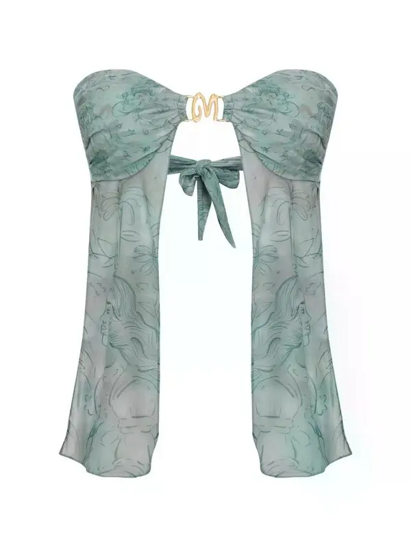 AMIR SLAMA Floral-print Buckle Tie Blouse
