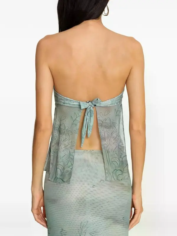 AMIR SLAMA Floral-print Buckle Tie Blouse