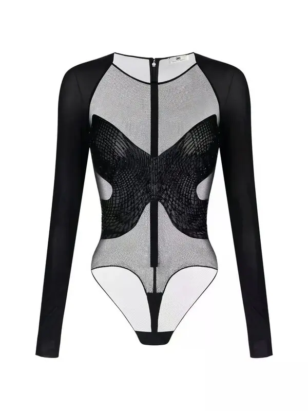 Elisabetta Franchi Sheer Bodysuit With Butterfly Appliqu