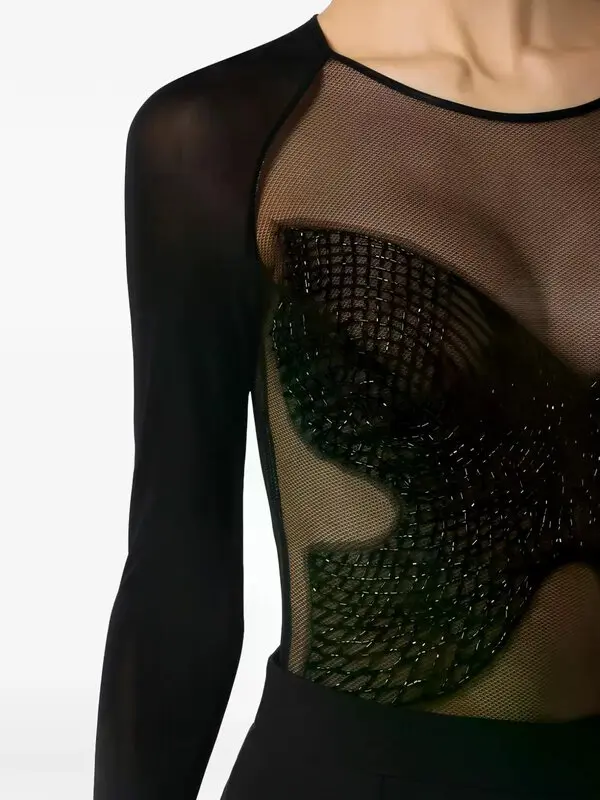 Elisabetta Franchi Sheer Bodysuit With Butterfly Appliqu