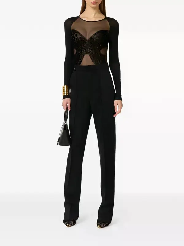 Elisabetta Franchi Sheer Bodysuit With Butterfly Appliqu
