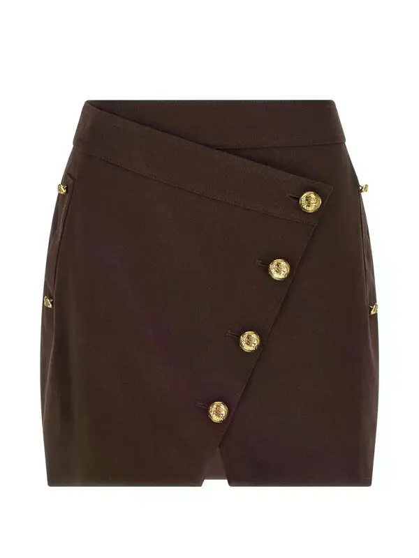 Elisabetta Franchi Cotton Gabardine Mini Skirt With Jewel Buttons