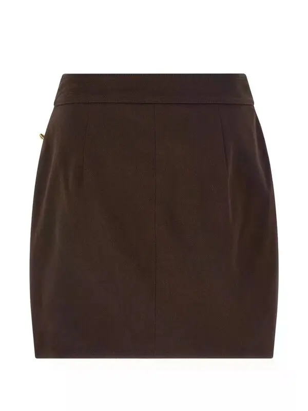 Elisabetta Franchi Cotton Gabardine Mini Skirt With Jewel Buttons