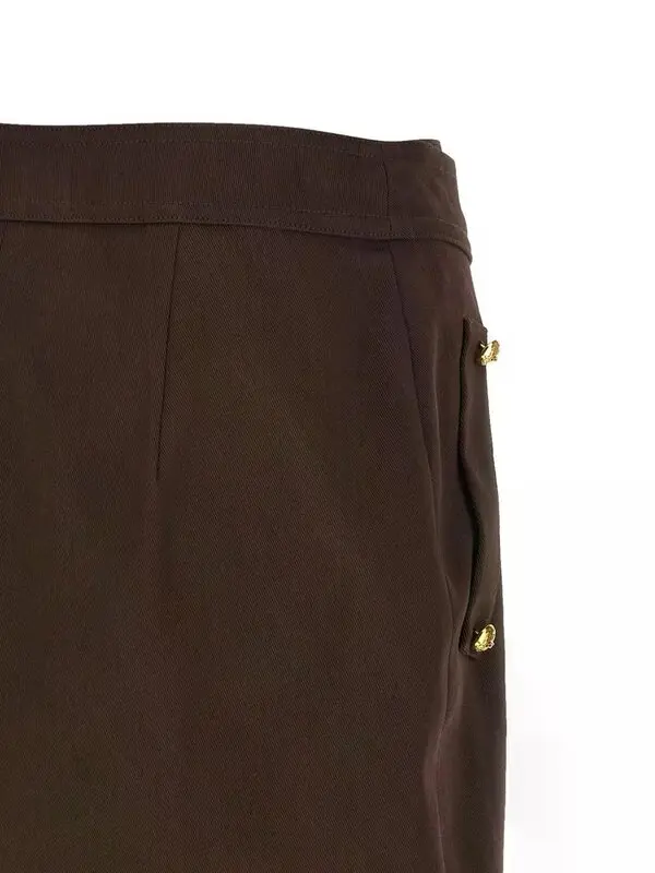 Elisabetta Franchi Cotton Gabardine Mini Skirt With Jewel Buttons