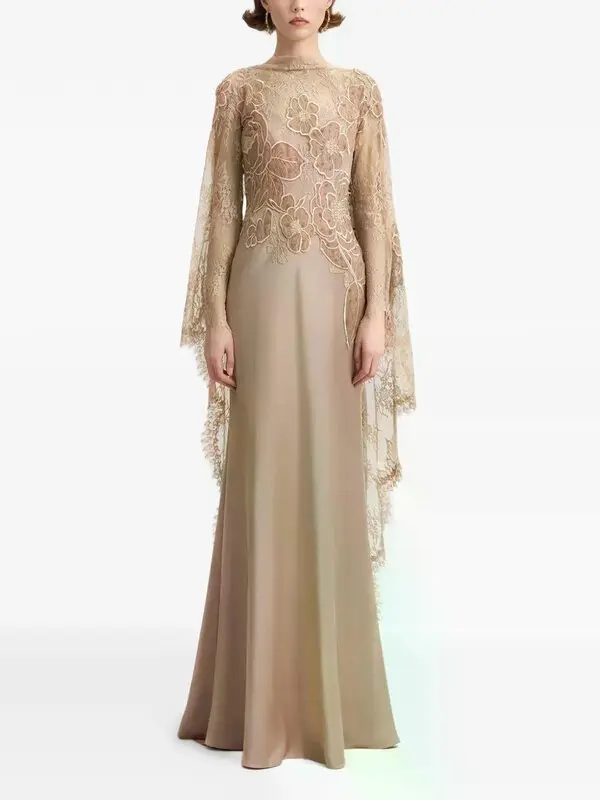 GEMY MAALOUF Embroidered Lace Gown - Neutrals