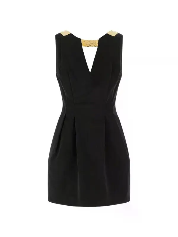 Elisabetta Franchi Mini Dress In Gabardine With Gold Hardware - Black