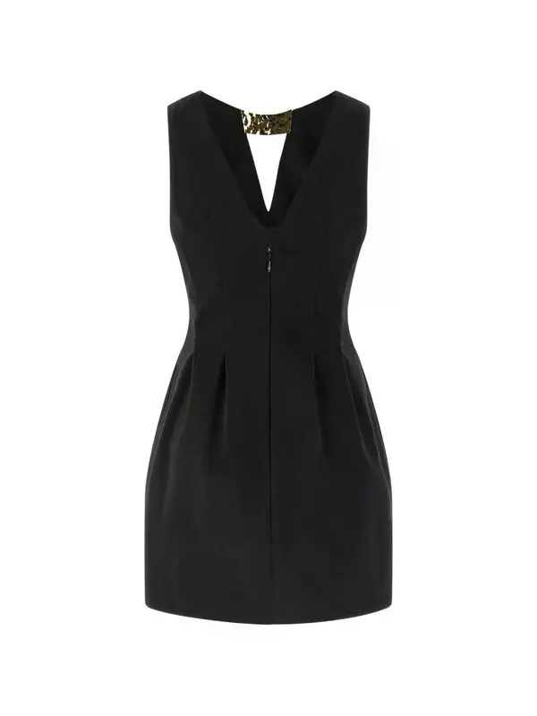 Elisabetta Franchi Mini Dress In Gabardine With Gold Hardware - Black