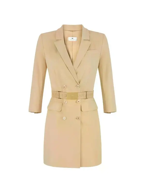 Elisabetta Franchi Lapel Belted Mini Dress - Neutrals