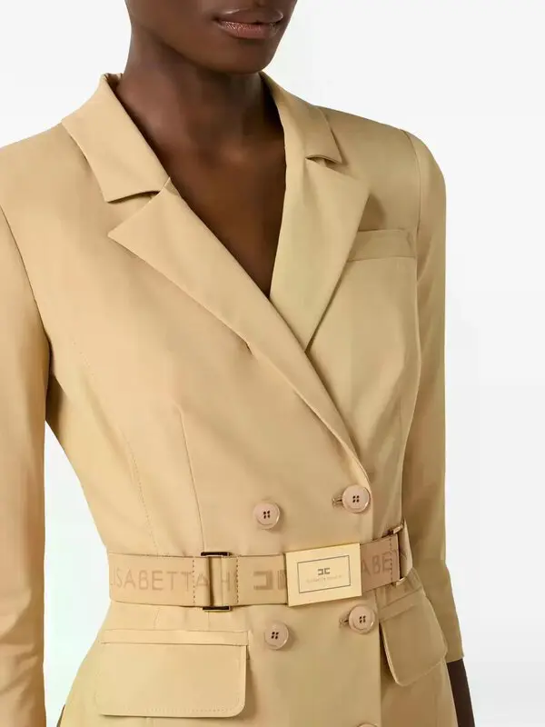 Elisabetta Franchi Lapel Belted Mini Dress - Neutrals