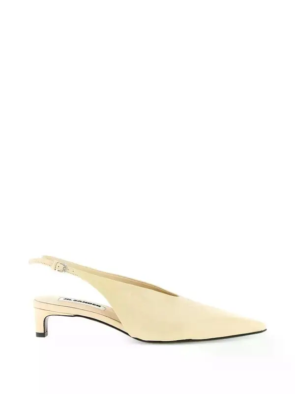 JIL SANDER Craquelé V-neck Slingback Pumps - Neutrals