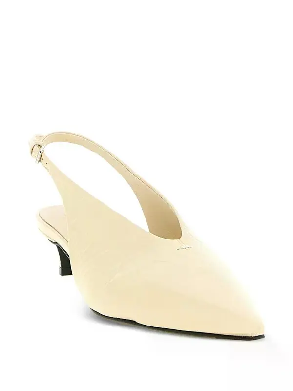 JIL SANDER Craquelé V-neck Slingback Pumps - Neutrals