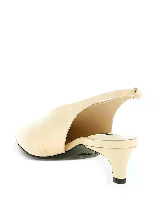 JIL SANDER Craquelé V-neck Slingback Pumps - Neutrals