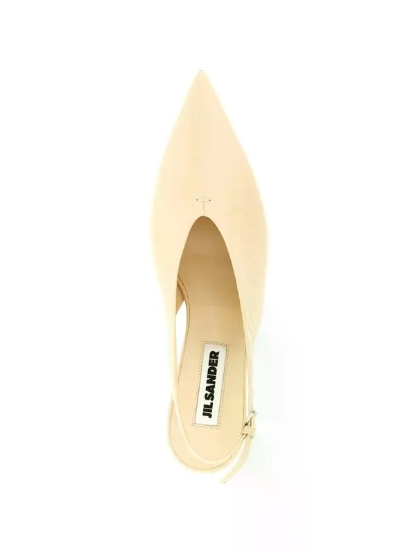 JIL SANDER Craquelé V-neck Slingback Pumps - Neutrals