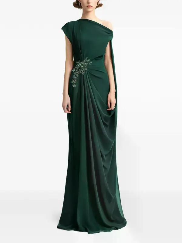 GEMY MAALOUF Draped Cape-sleeve Gown