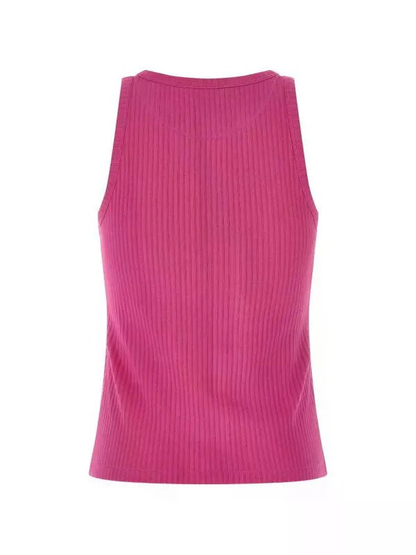 Marni Ribbed Tank Top With Logo Patch - Pink