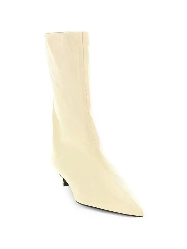 JIL SANDER Craquelé Leather Ankle Boots