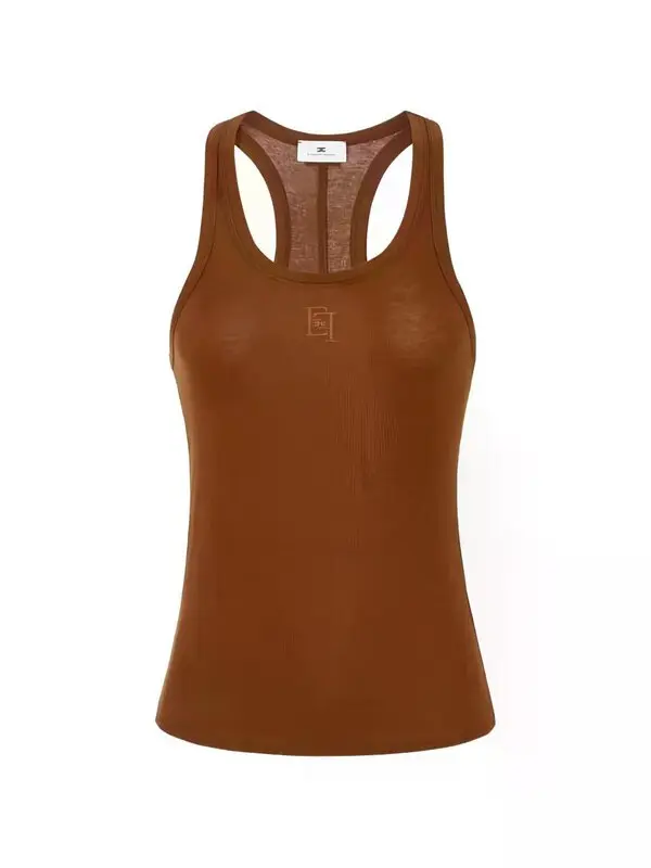 Elisabetta Franchi Embroidered Logo Tank Top - Brown